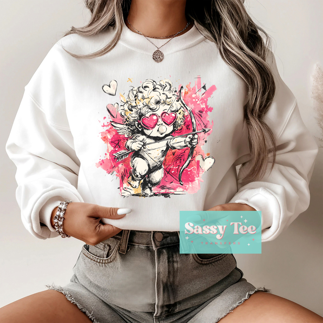 RETRO CUPID PINK BOW ARROW – Sassy Tee Transfers