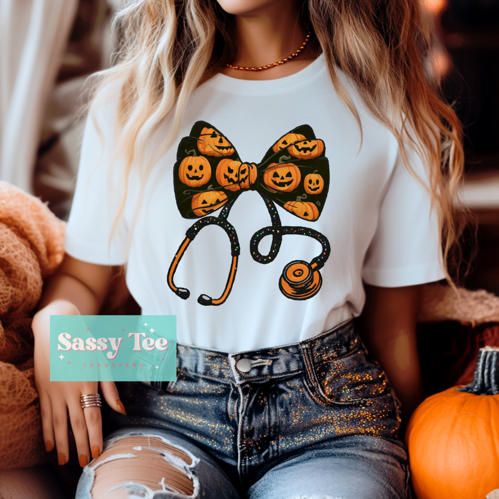 BLACK PUMPKIN NURSE STETHOSCOPE – Sassy Tee Transfers