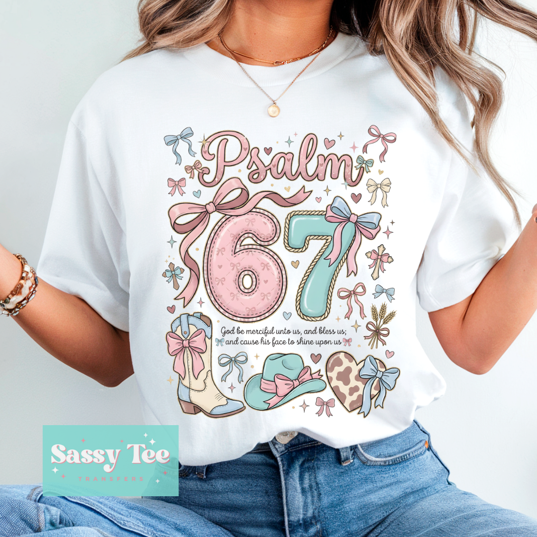 PSALM SIX SEVEN PINK MINT WESTERN – Sassy Tee Transfers