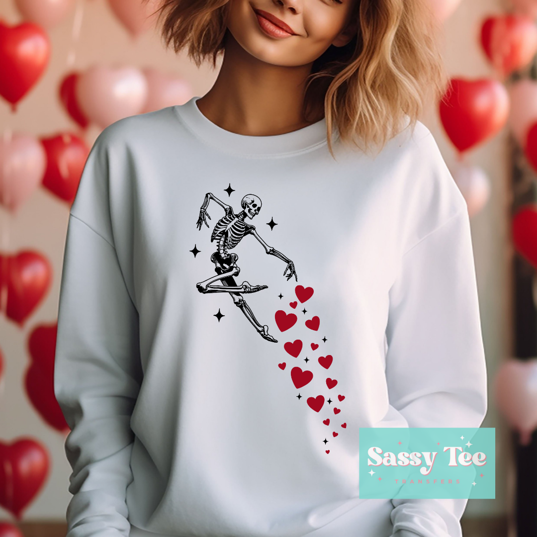 SKELETON DANCING HEARTS – Sassy Tee Transfers