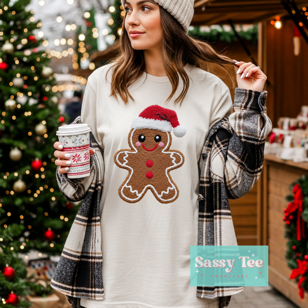 GINGERBREAD MAN FAUX YARN – Sassy Tee Transfers